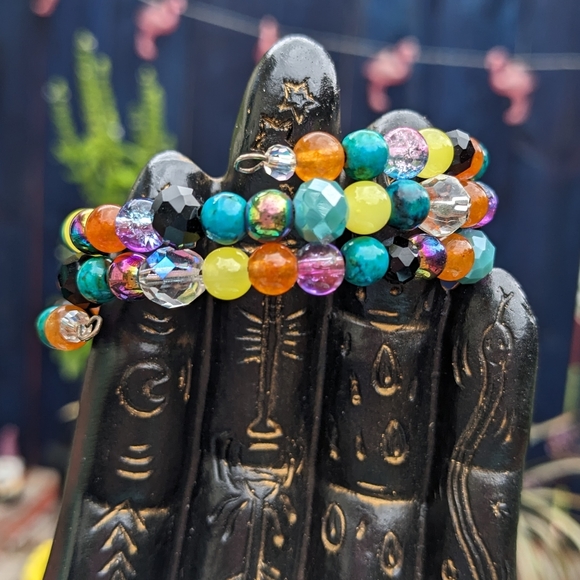Hand Crafted | Jewelry | Crystals Bracelet Coil Handmade Colorful Beads ...